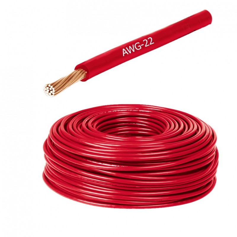 Cable Vehicular AWG 22 Rojo X Metro - BIGTRONICA
