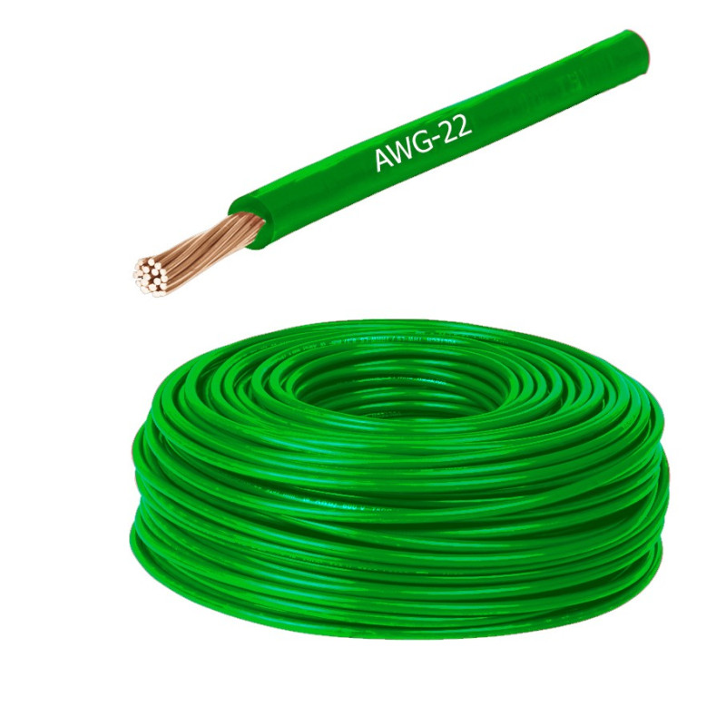 Cable Vehicular AWG 22 Verde X Metro - BIGTRONICA